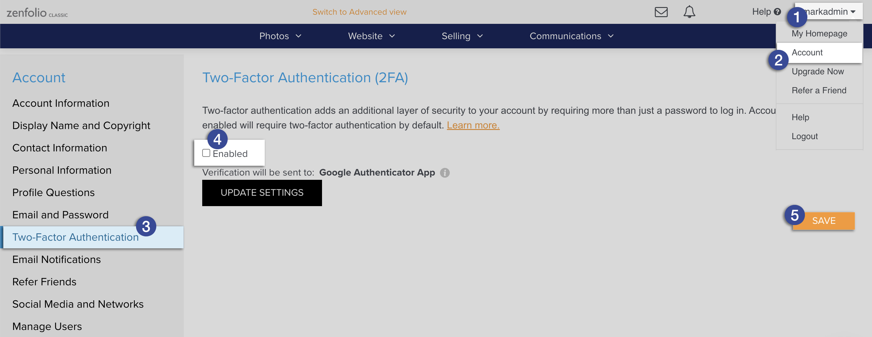 Two Factor Authentication For Your Account – Zenfolio Classic | Support ...