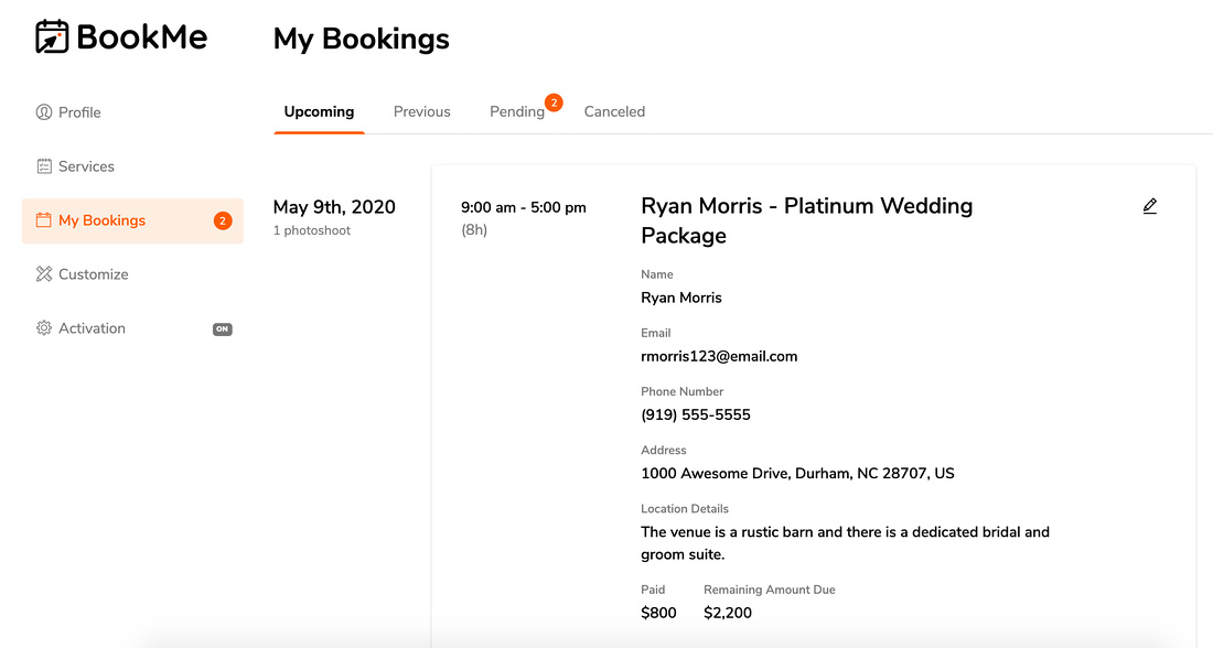 Viewing and Managing your BookMe Bookings – Zenfolio Classic | Support ...