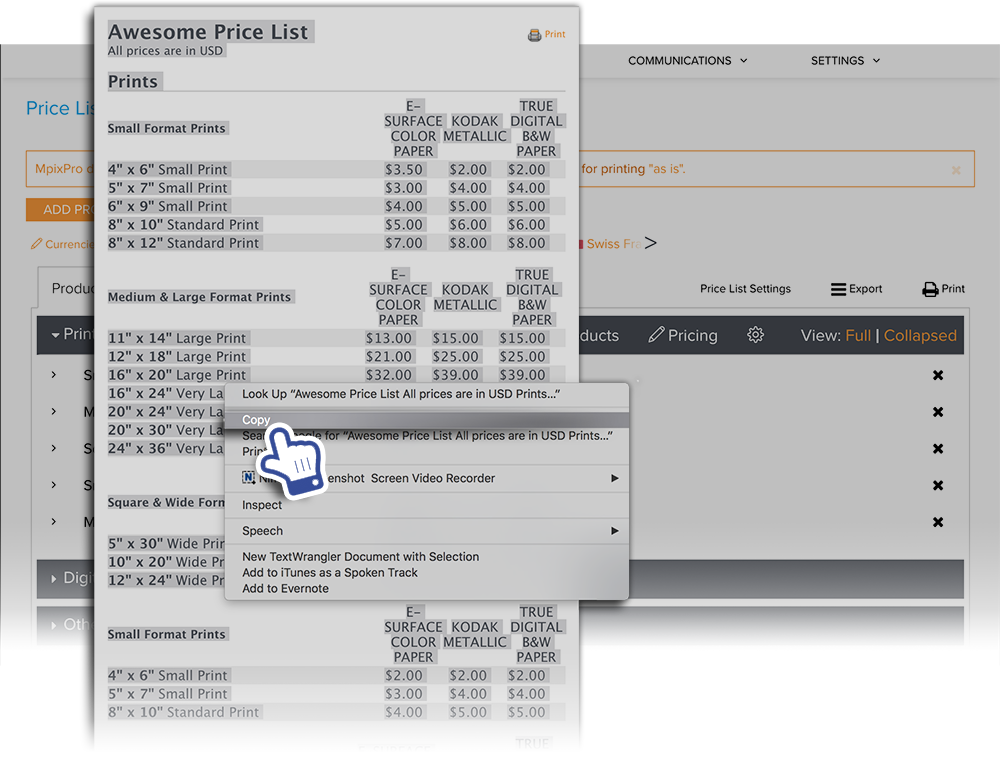 How to Make a Pricing Page – Zenfolio Classic | Support Center